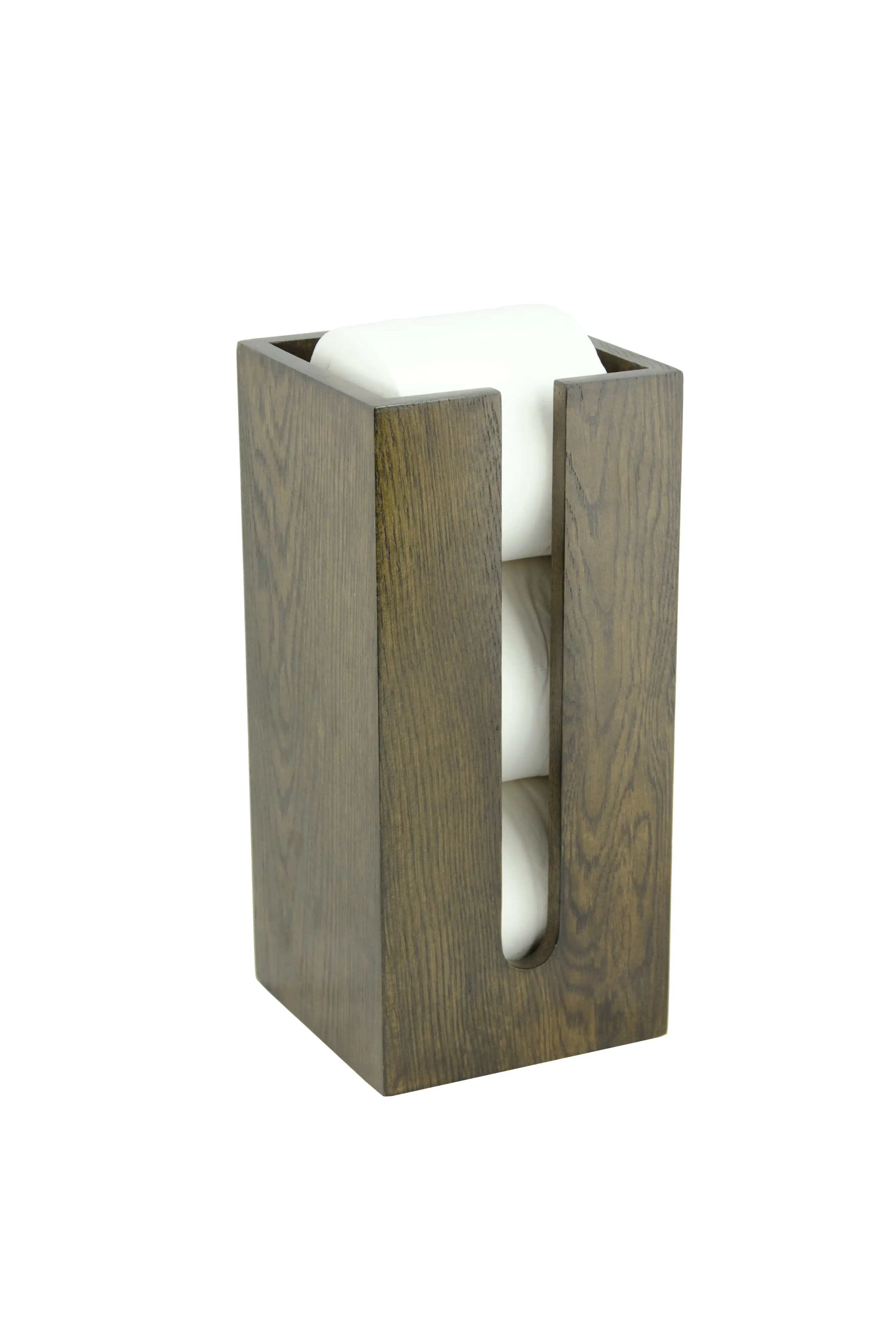 Wireworks Contemporary Dark Oak Toilet Roll Holder Box Mezza
